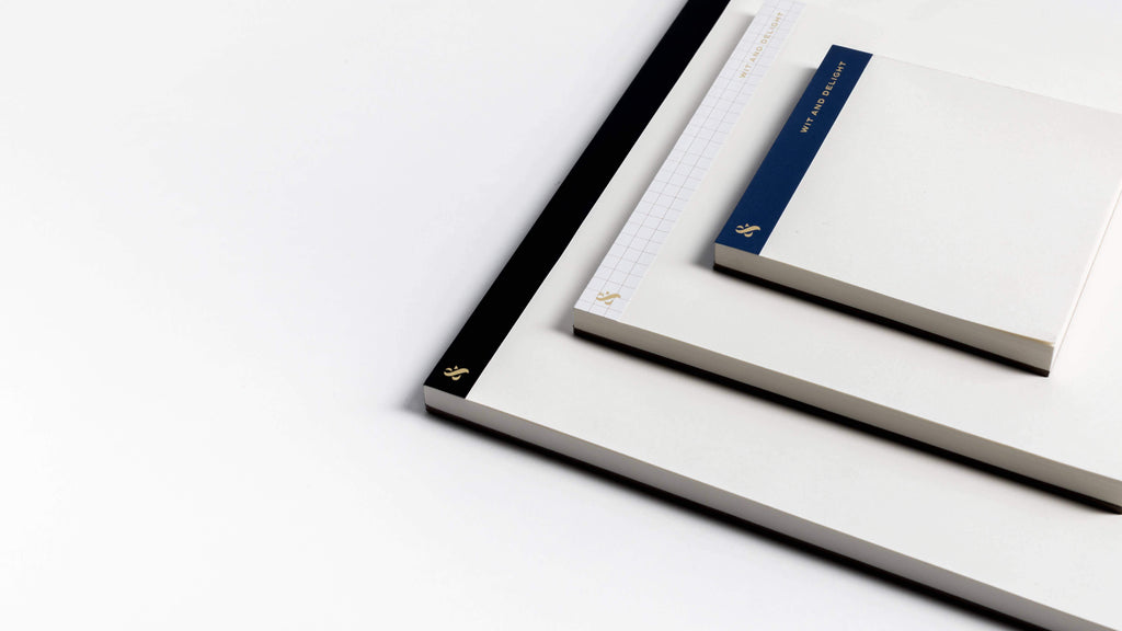 Desktop Notepad Set - Black/Grid/Blue petite shops – petite salon & shops